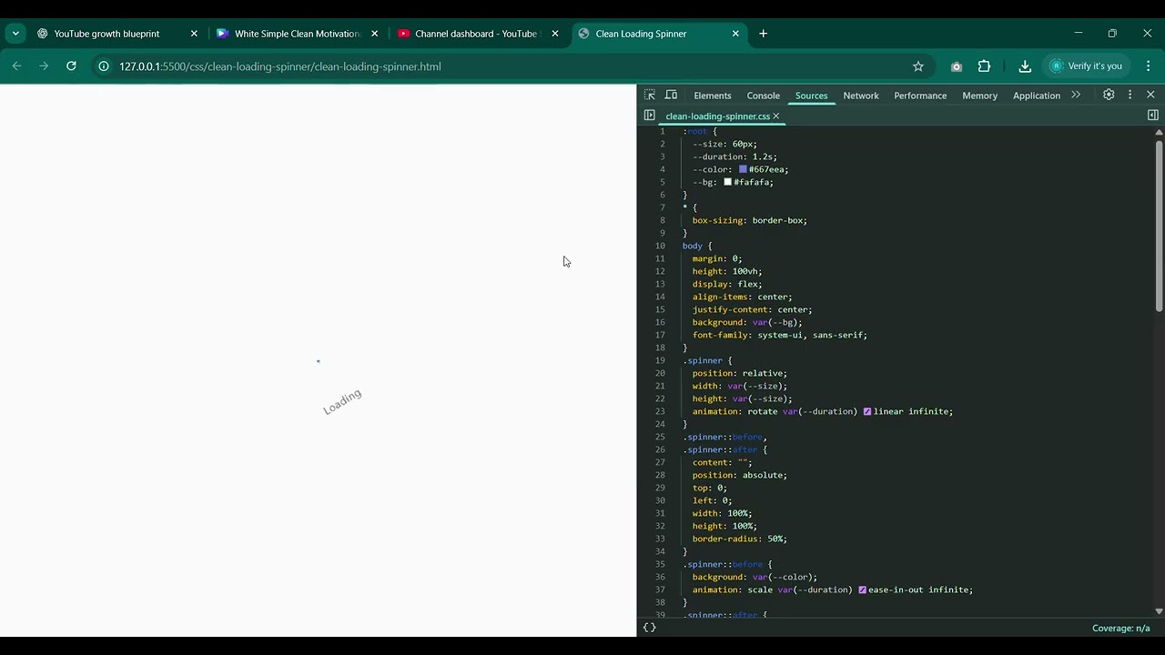 Loading Spinner Animation in HTML CSS JavaScript | Pure CSS Loader UI