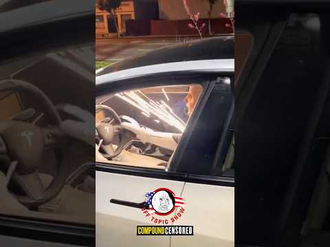 Robot Driving Tesla Through Taco Bell Drive-Thru