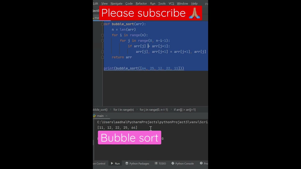 implementation of bubble short using python