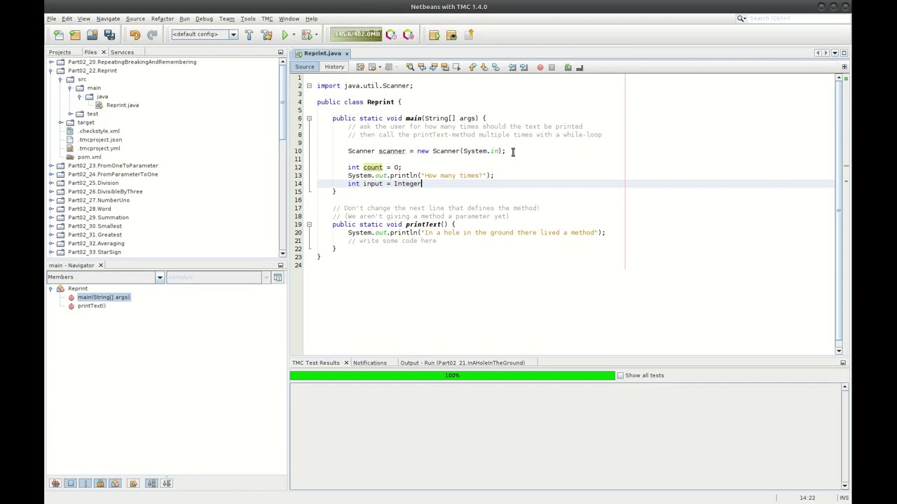 mooc.fi Java Programming 02-22: Reprint solution