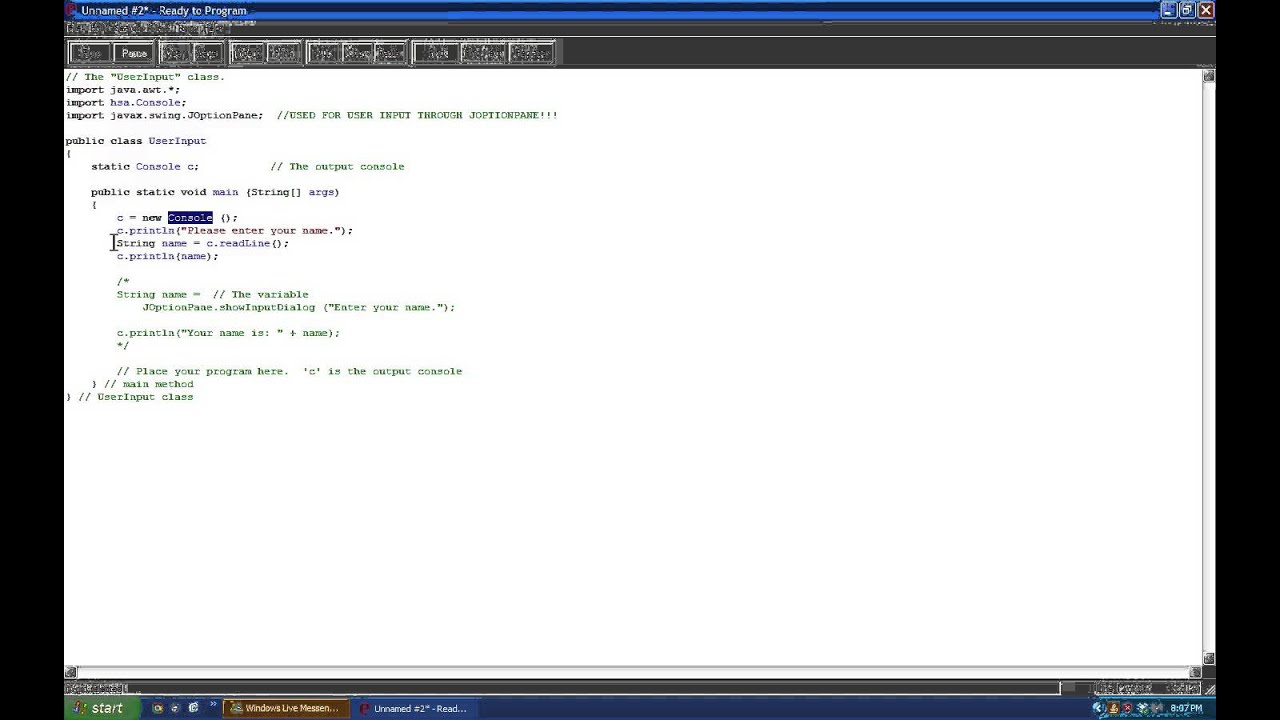 Ready to Program Java Tutorial: Advanced User Input (JOptionPane, Console)