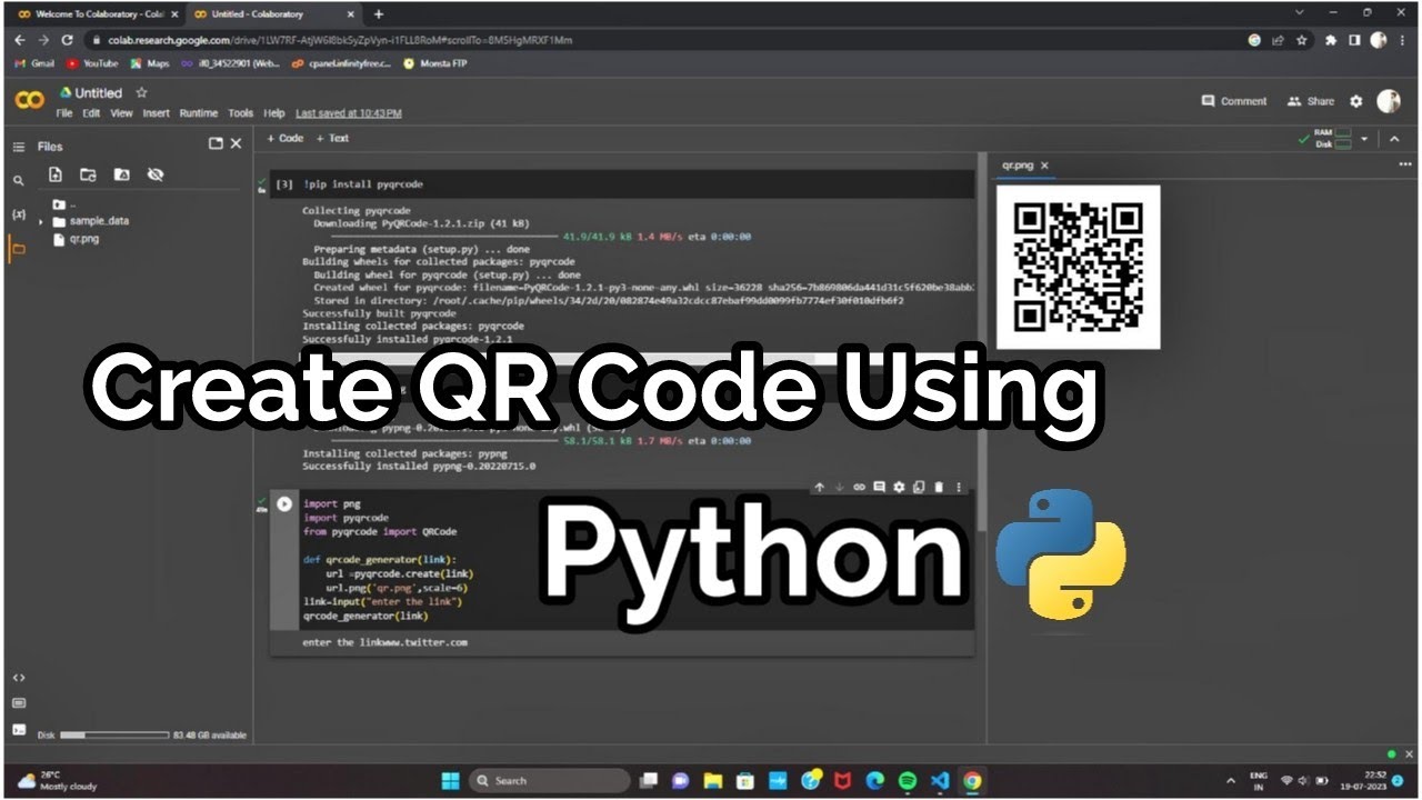 How To Generate QR Code Using Python | Create QR Code in Python (Google Colab)