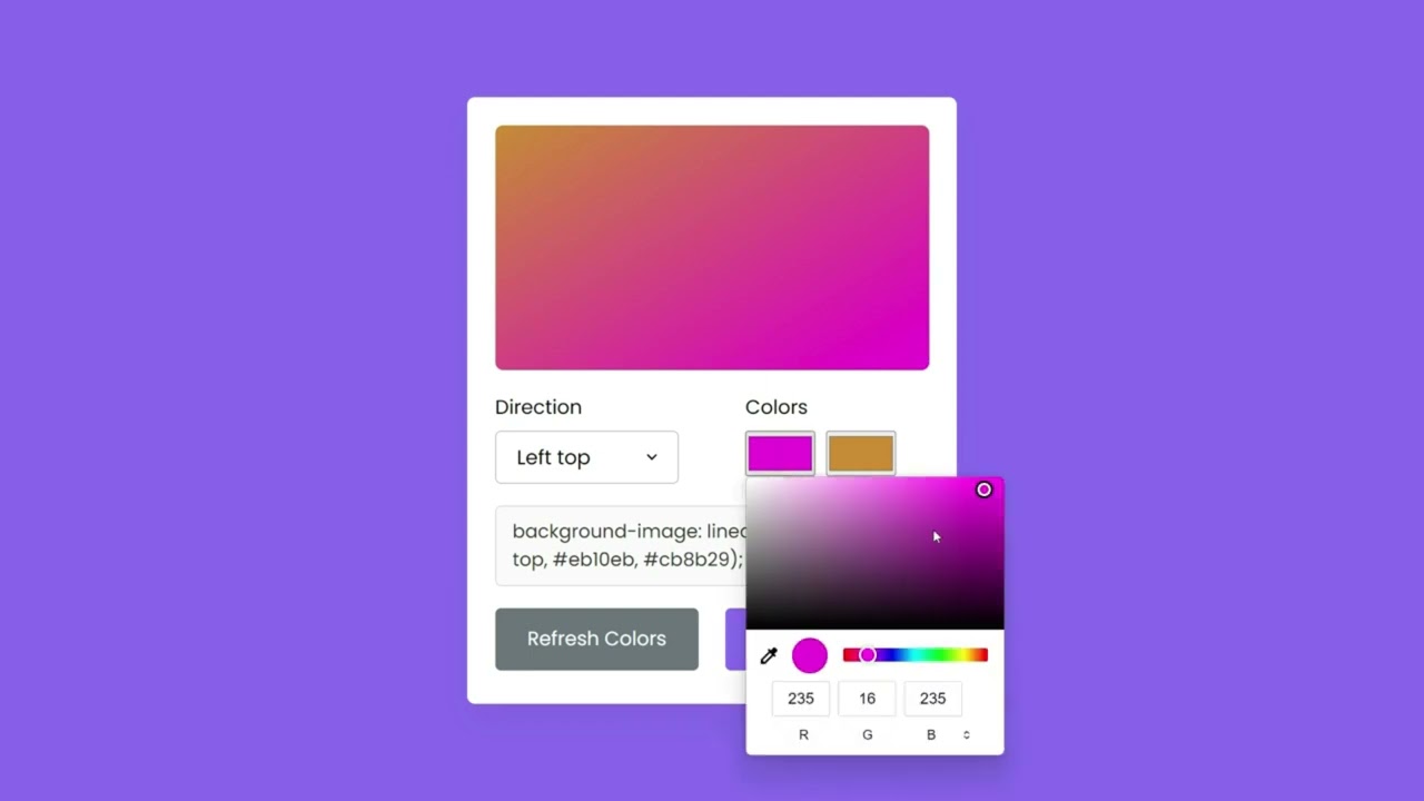 A Gradient Color Generator in HTML CSS   JavaScript   Gradient Generator in JavaScript
