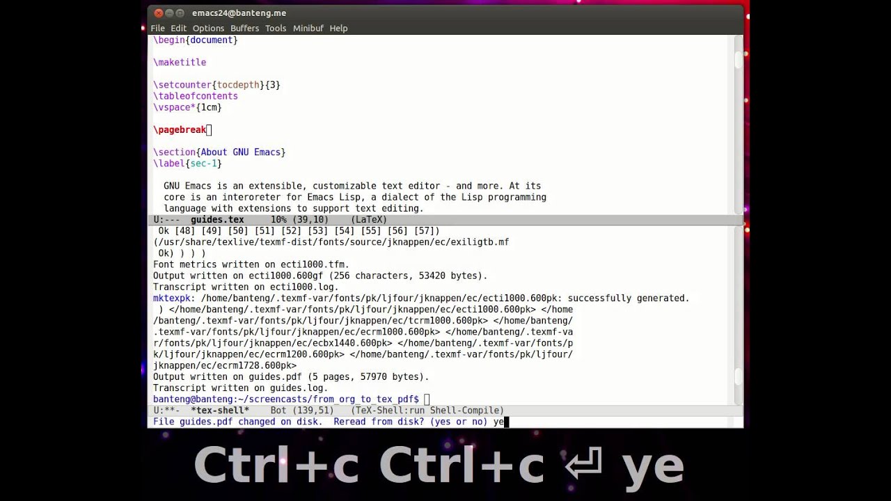 Emacs Tutorial - Convert Org into PDF Document