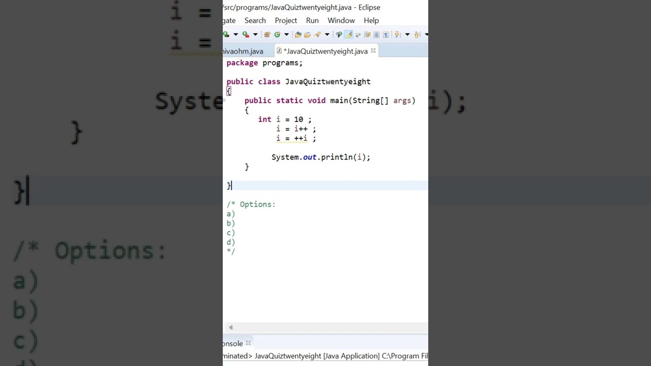 Java Programming Quiz Questions - Q28 -  Java Interview Crackers #Shorts #Programming #Java