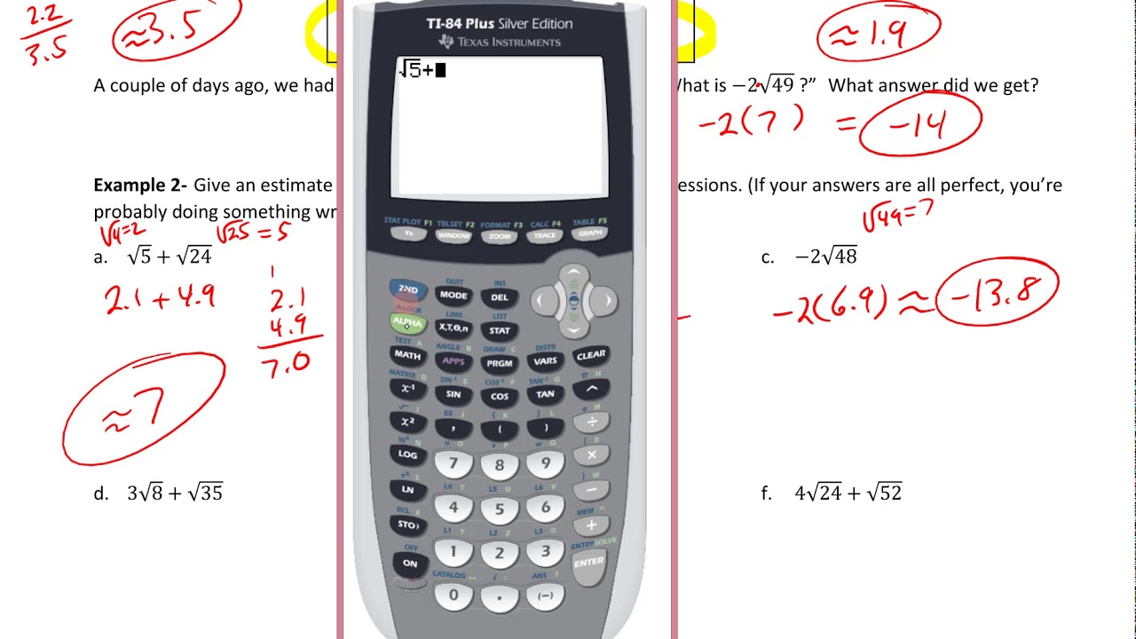 3.8 Estimating Irrational Expressions