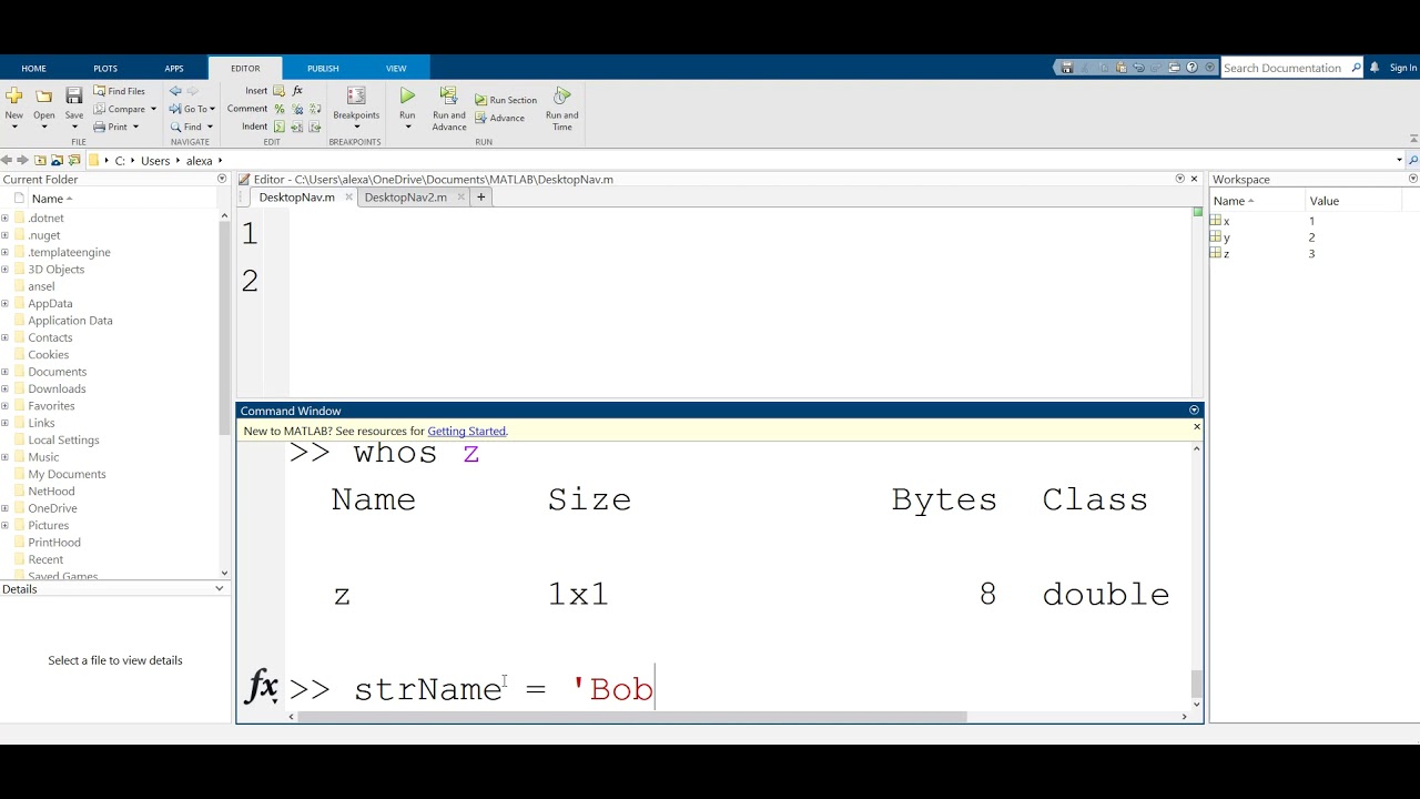 MATLAB For Engineers - Variables Part 2 - MATLAB Example