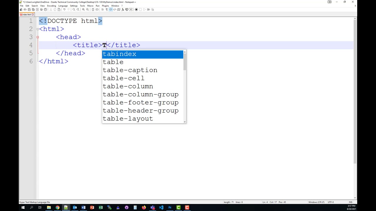 Creating a Basic HTML Skeleton
