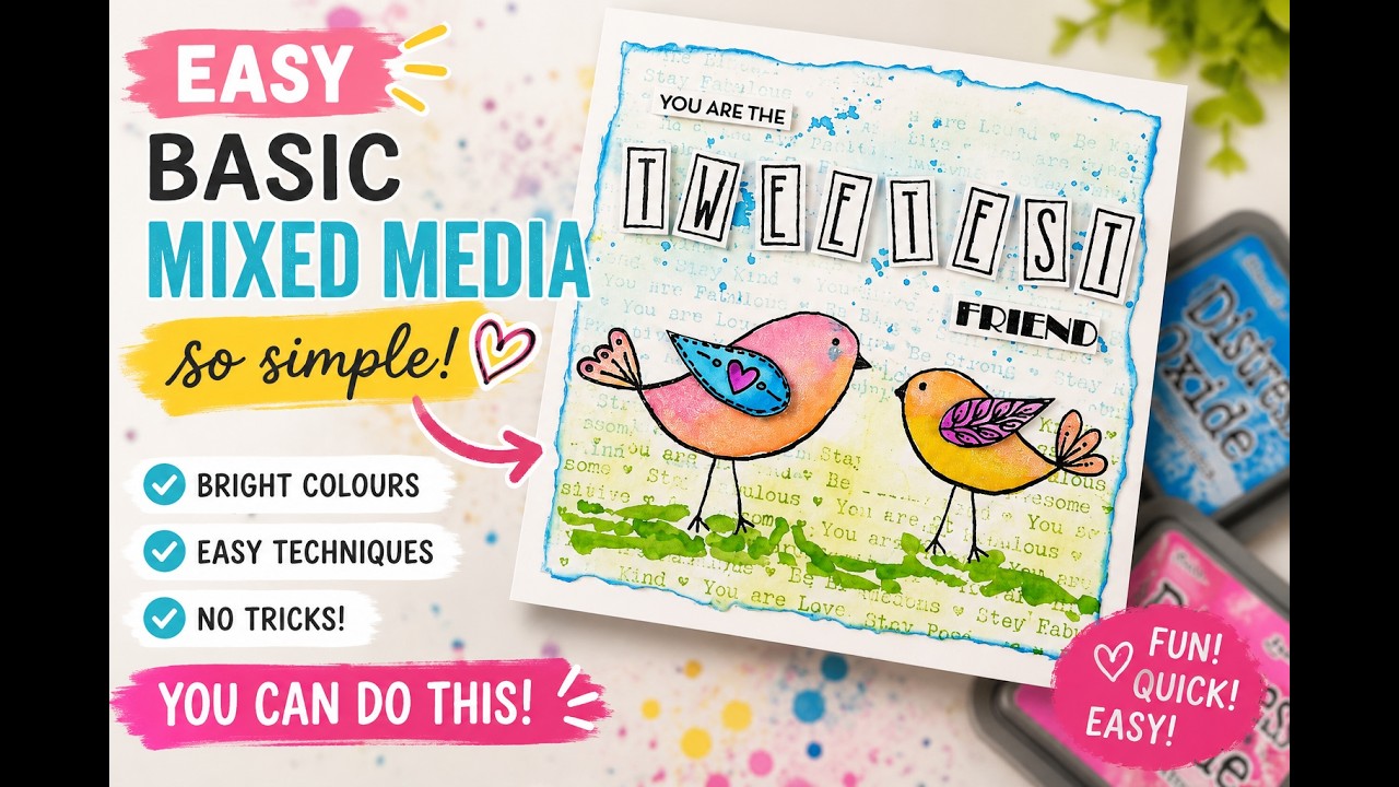 You Do NOT Need Fancy Skills for This Mixed Media Card (1336)