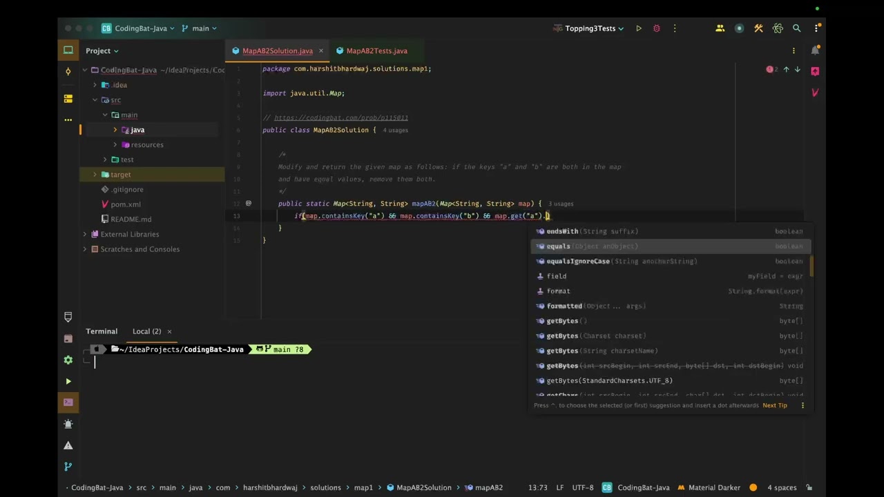 CodingBat Java | Map-1 Section | mapAB2