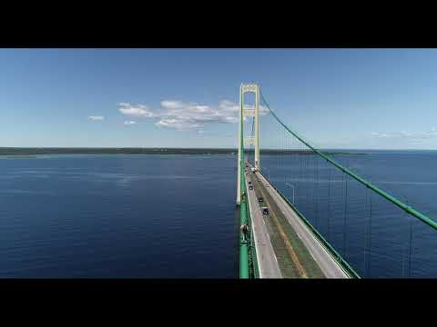 Mackinac Bridge drone footage