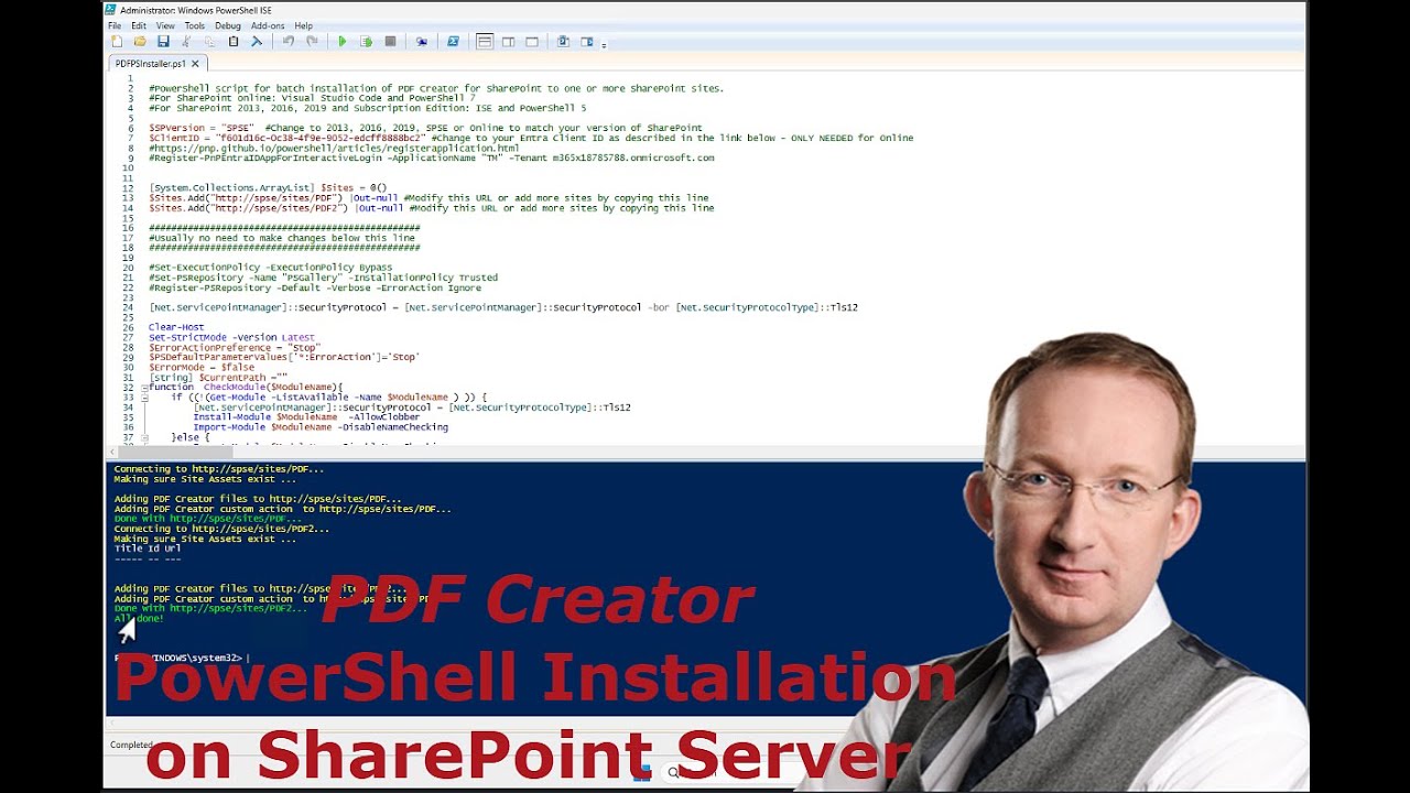PowerShell Script to Install the PDF Creator Sandboxed Solution in SharePoint On-Premises
