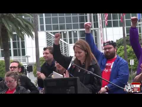 Nicole Miller speaking at Unions Strike Back Rally & Dance Party