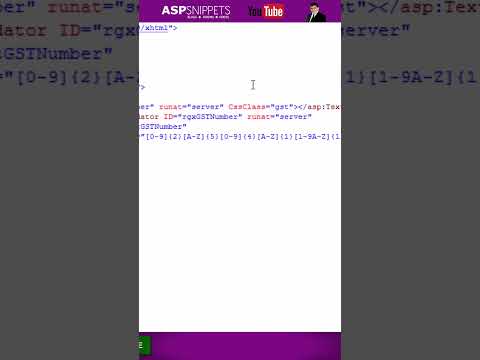 GST (Goods and Services Tax) Number validation using RegularExpressionValidator in ASP.Net