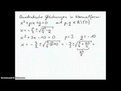 Quadratische Gleichungen in Normalform | Webshui - Medieninformatik