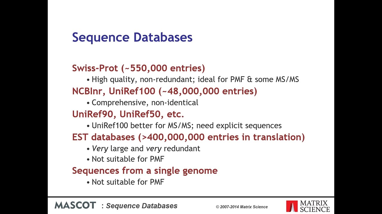 Sequence Databases (archive recording, 2014)