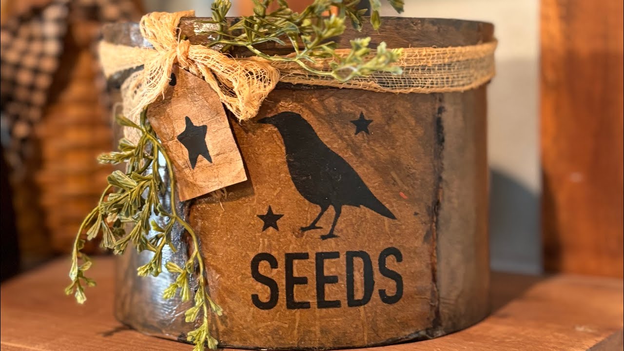 Primitive Decor Using a Dollar Tree Paper Box - Primitive Container Tutorial