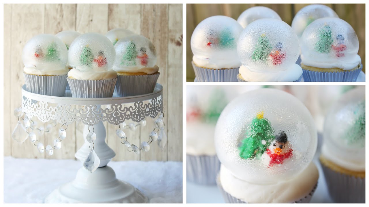 Snow globe cupcakes - isomalt dome tutorial