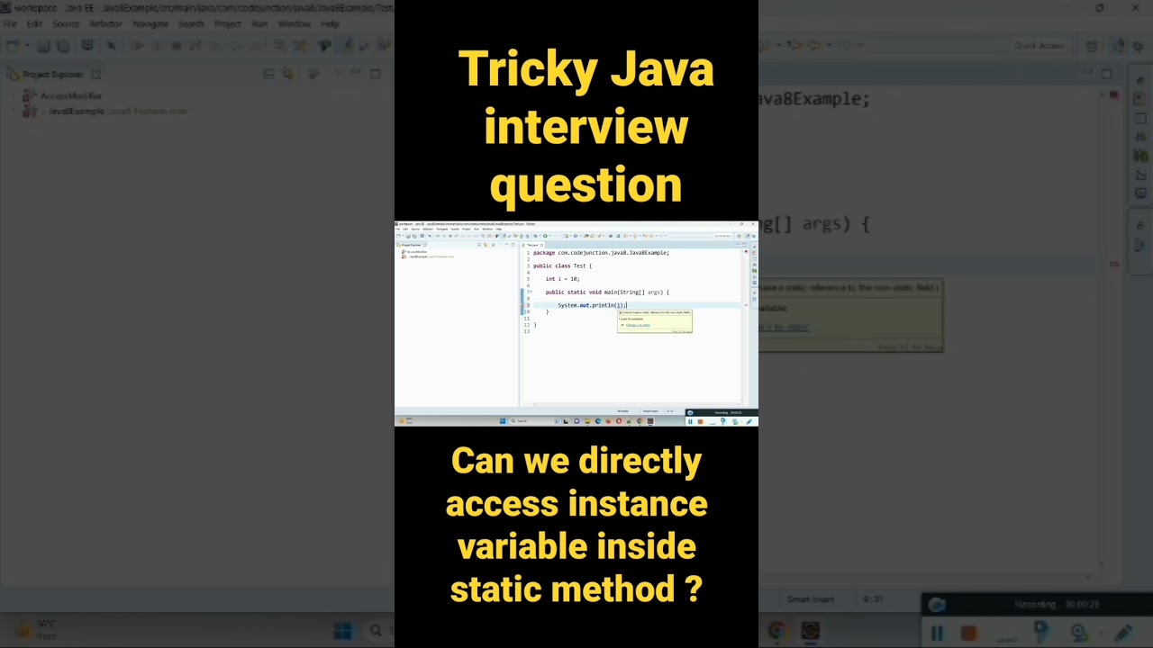 Tricky java Interview question || can we directly access instance variable inside static method ?