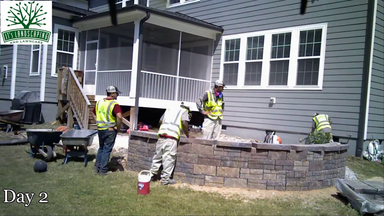 Time Lapse: Backyard Patio and Seating Wall- JT's Landscaping - Wake Forest, NC