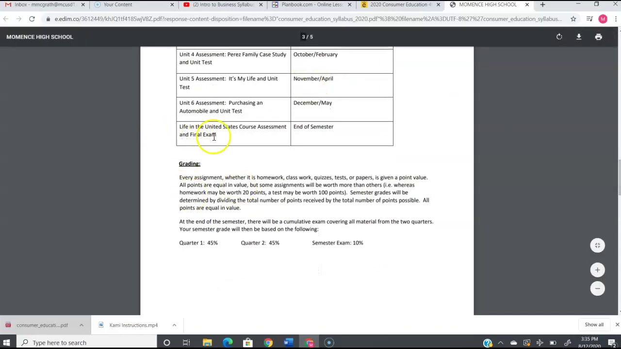 Consumer Ed Syllabus