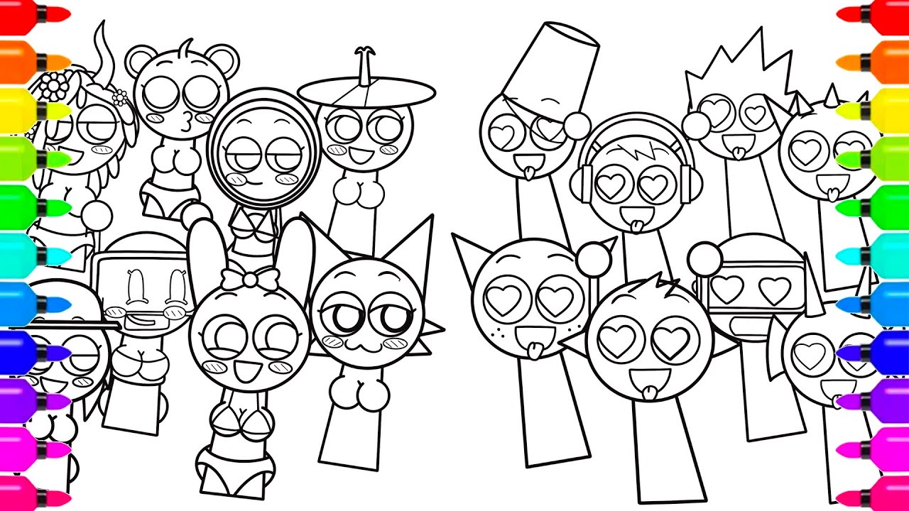 Incredibox Sprunki Coloring Pages 😍 / Satisfying Coloring SPRUNKI New Emotions 