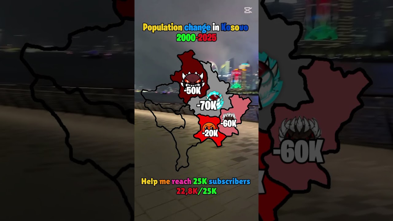 Population change in Kosovo 2000-2025 #europe #geoportal #map #mapping #mapguide #mapper #asia