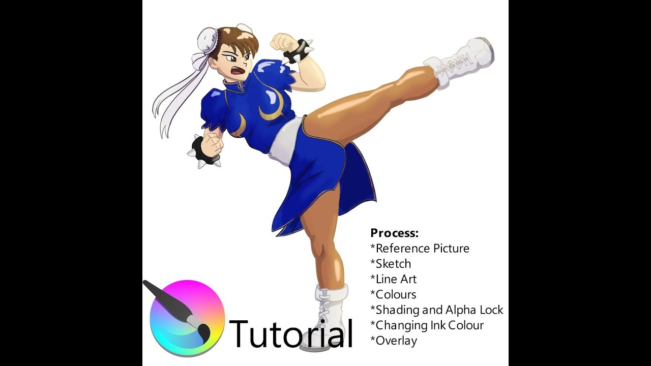 Full process of creating a cartoon picture from sketch to shading ...