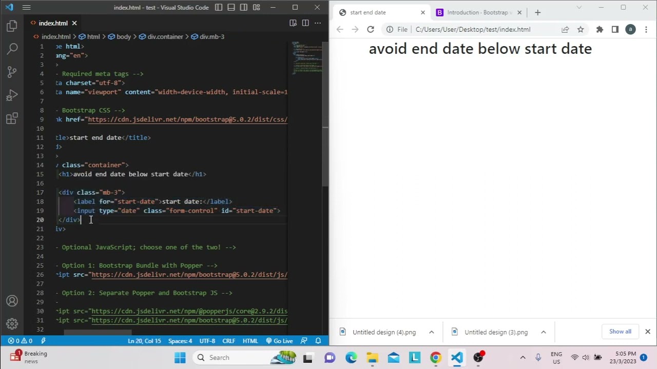 Date Range Selection with Start and End Date Validation Javascript