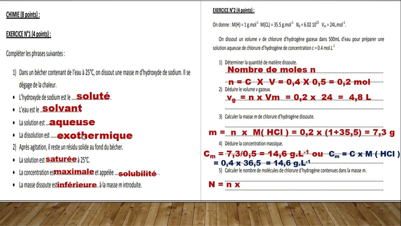 Devoir de contrôle N°2 sciences physiques 1ère année secondaire