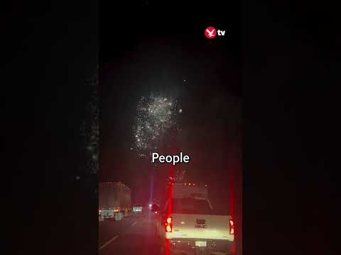 Highway crash sparks hour-long fireworks display #shorts #viral #viral #canada