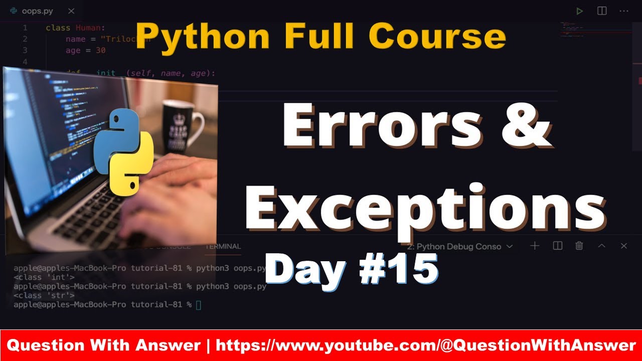 Exceptions and types of exception in Python | Day 15 | Python tutorial #python #python3