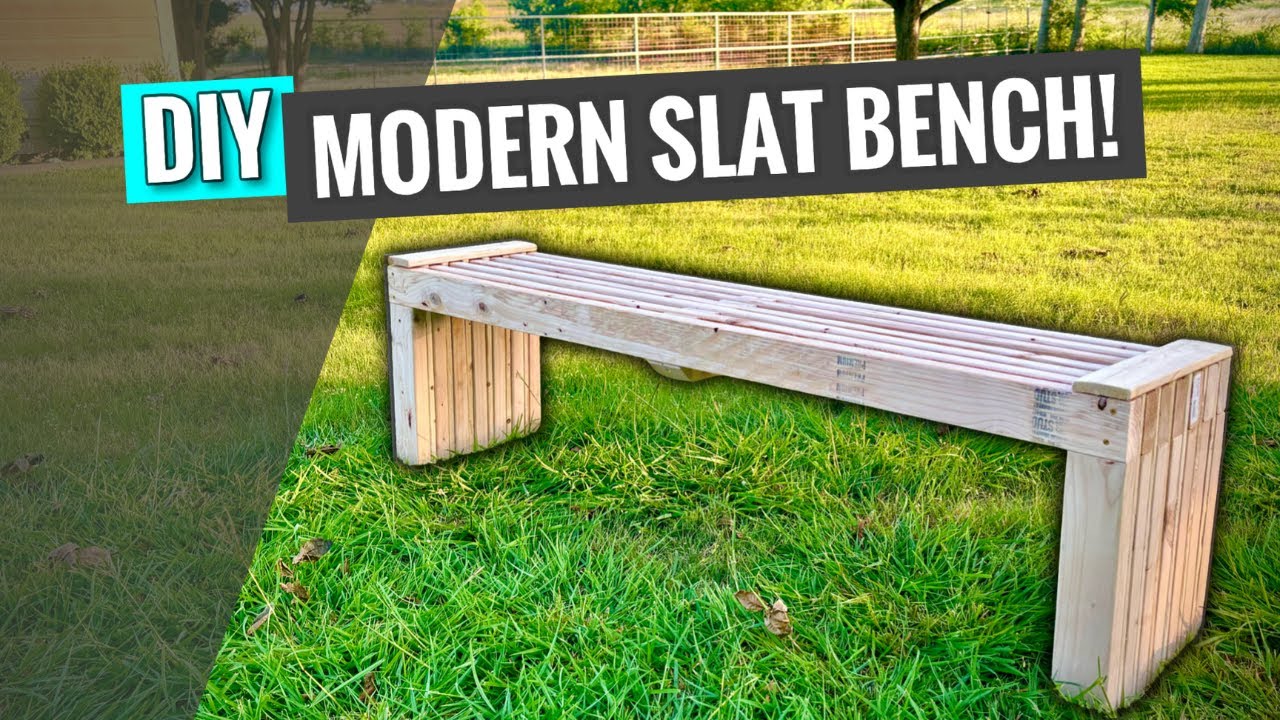 How to Build a Modern 2x4 Slat Bench! // Easy DIY!