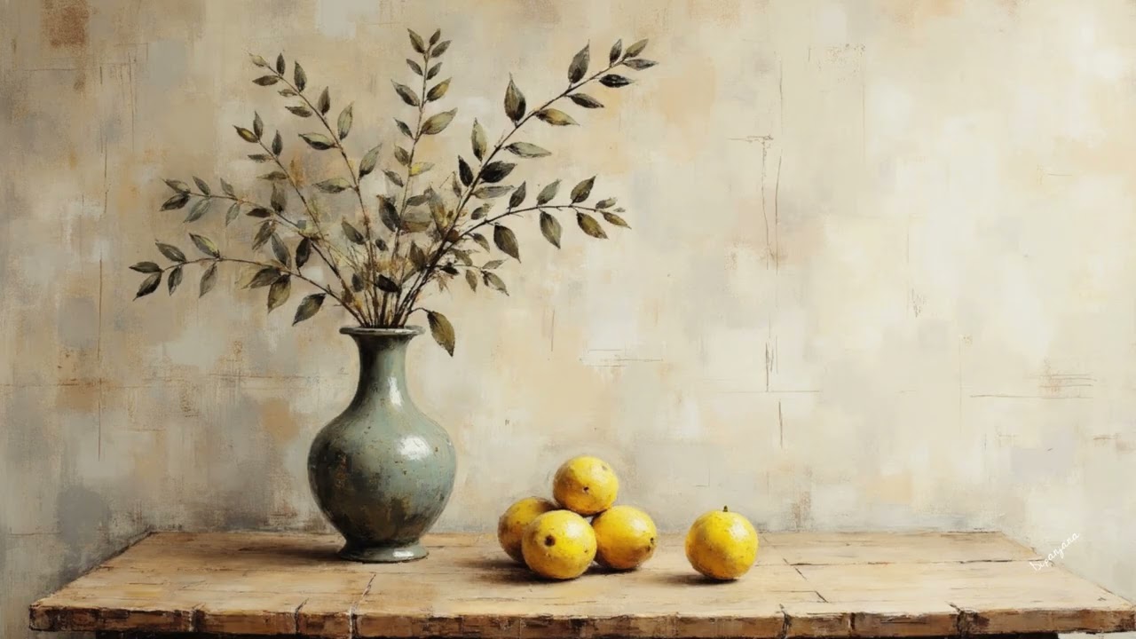 Vintage Still Life Oil Painting | Olive Branches & Lemons 🍋 | Frame TV Art Gallery in HD