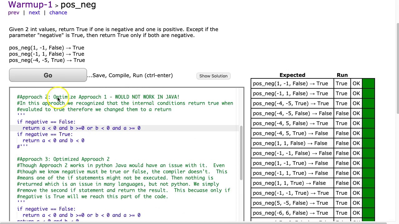 Codingbat - pos_neg (Python)