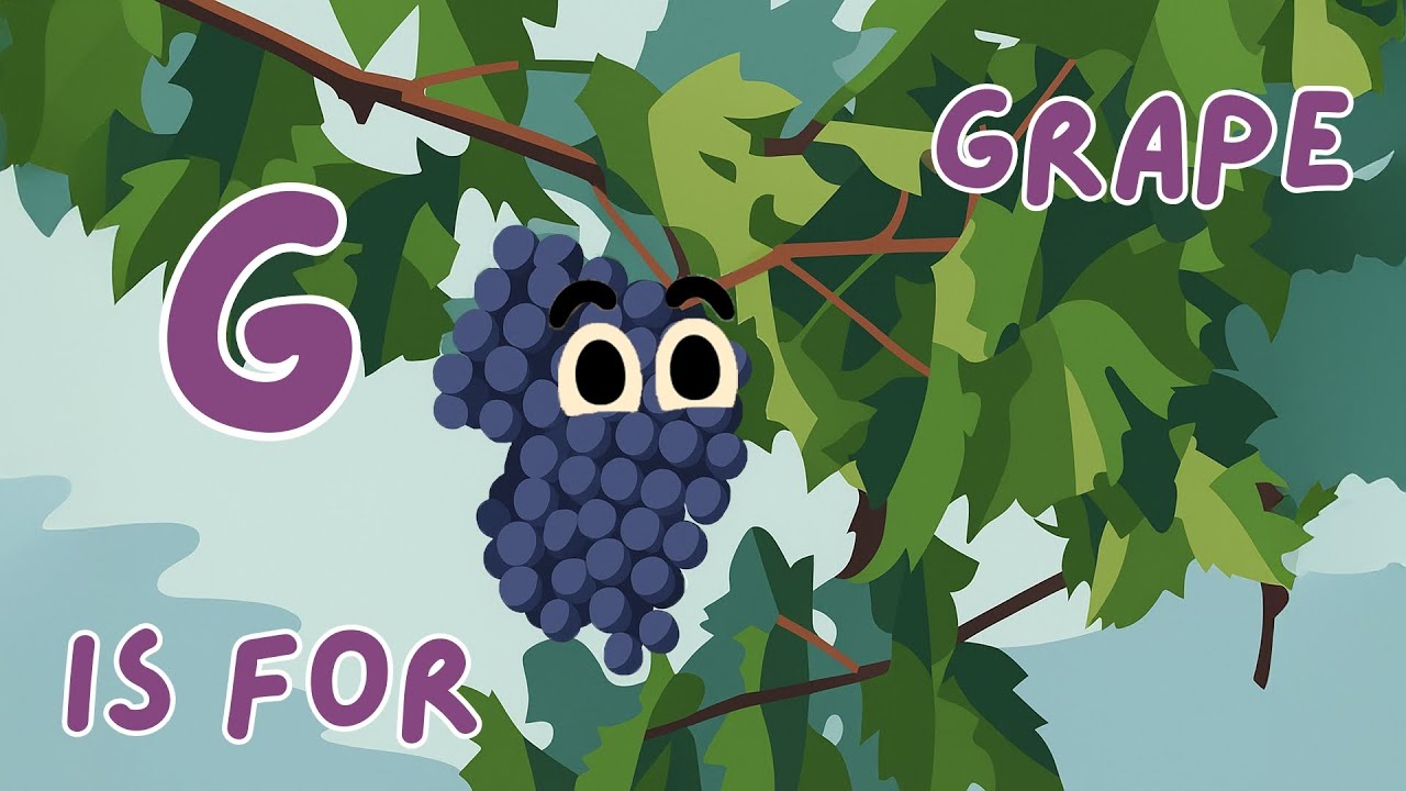 G is for Grape 🍇 | ABC Fruit Songs | Flat design vector art