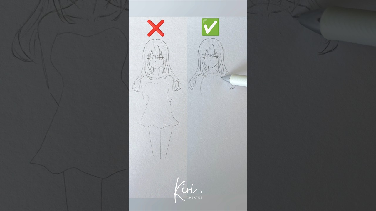 Don't make this beginner mistake - How to draw anime girl Easy Hack #howtodraw #drawinghack