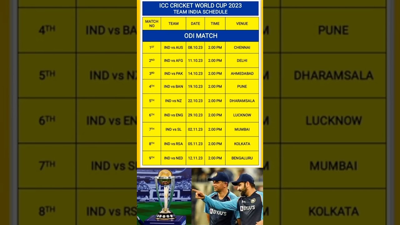 icc world cup 2023 schedule pdf #shorts