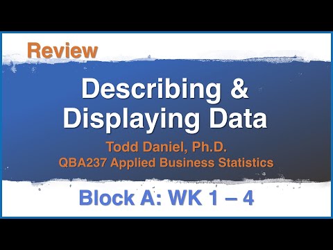 Describing and Displaying Data using Descriptive Statistics Course Review (Weeks 1-4)