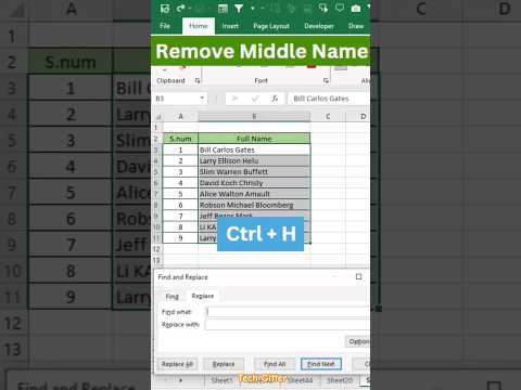 Remove Middle Name in Excel