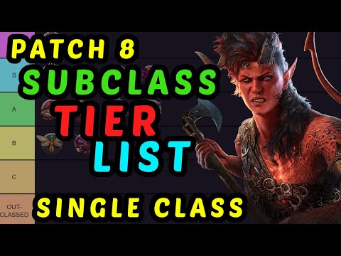 NEW SUBCLASS TIER LIST - Single Class Characters - BG3 Honour Mode Guide