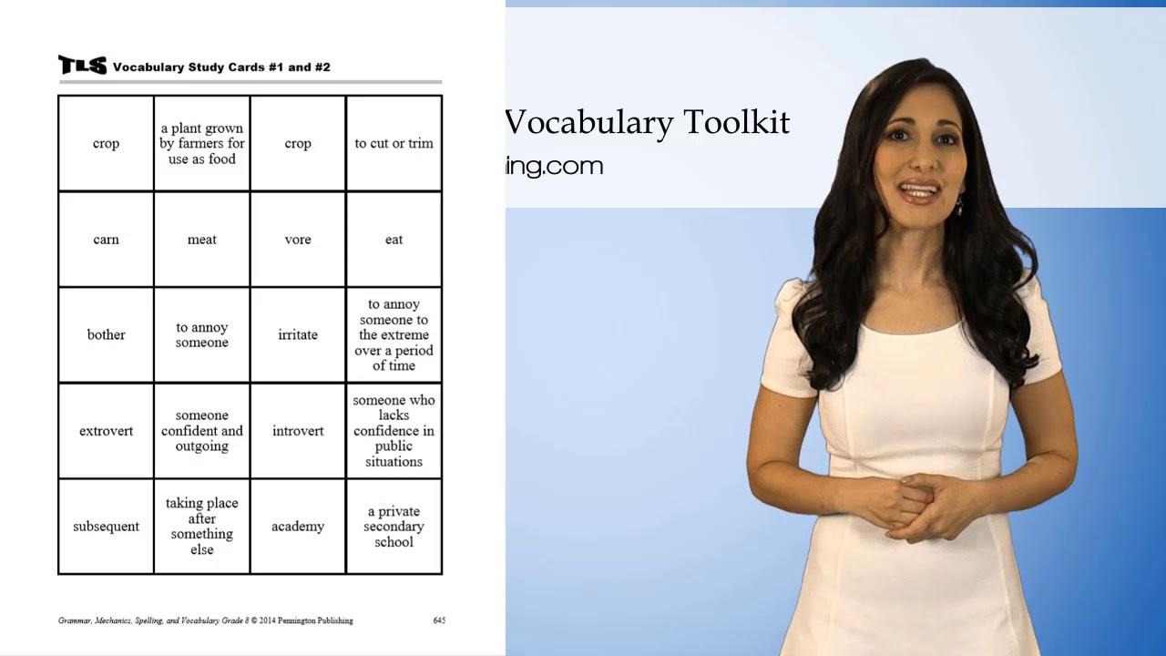 FREE Grade 8 Vocabulary Worksheets, Flashcards, and Test