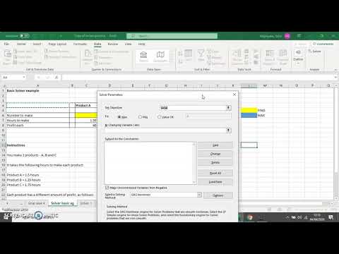 Solver Example to Maximise Profit
