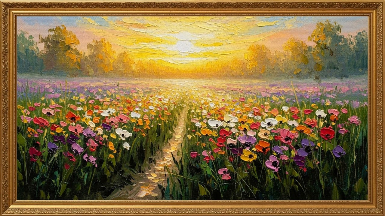 Vibrant Wildflower Oil Painting Gallery 🌸 12 Hour 4K TV Art Display for Relaxing Spaces