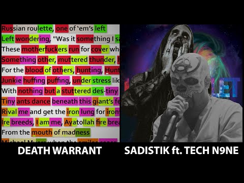 Sadistik ft. Tech N9ne - Death Warrant [Rhyme Scheme] Highlighted