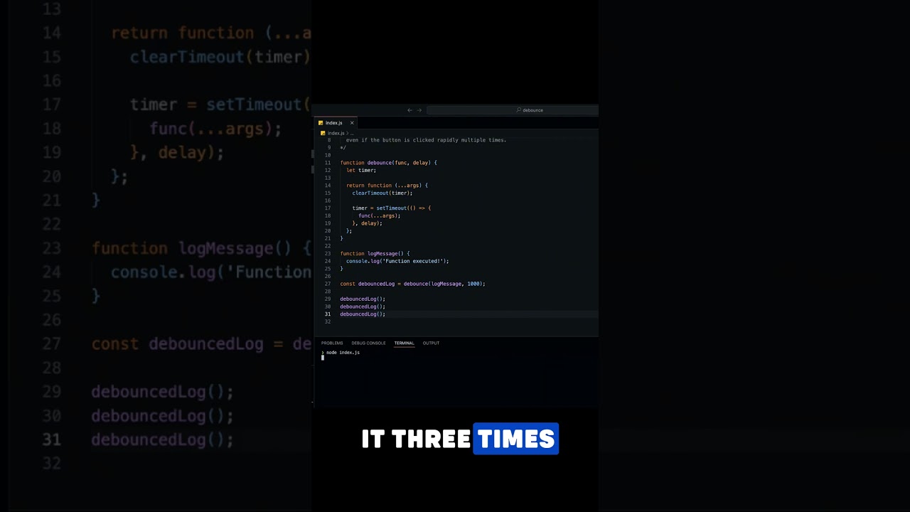 JavaScript Debounce Tutorial - Part 5 #education #coding #webdevelopment #programming #interview