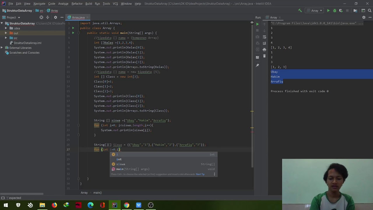 Struktur Data Array  pada java part #2