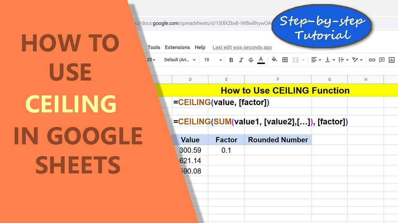Google Sheets | CEILING Function | Round Up Number | Example | Spreadsheet Tutorial