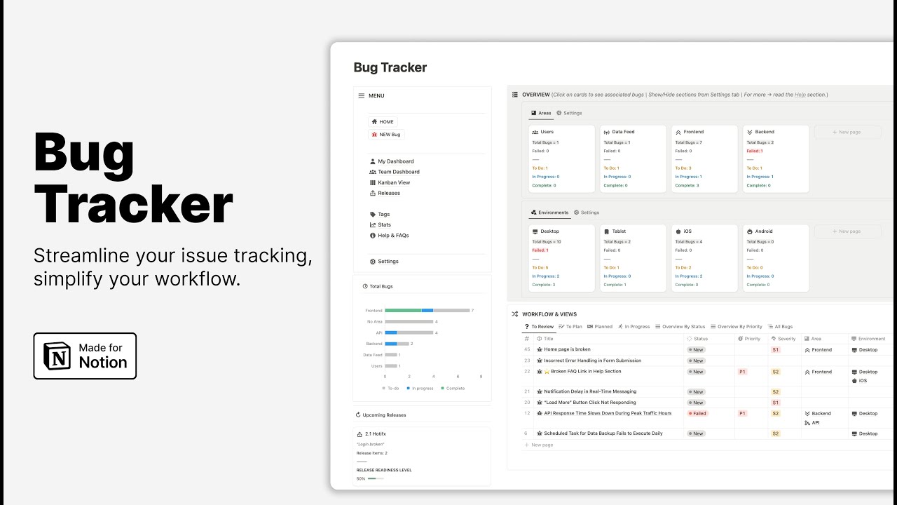 Streamline Bug Tracking with Bug Tracker PRO | Notion Template Walkthrough