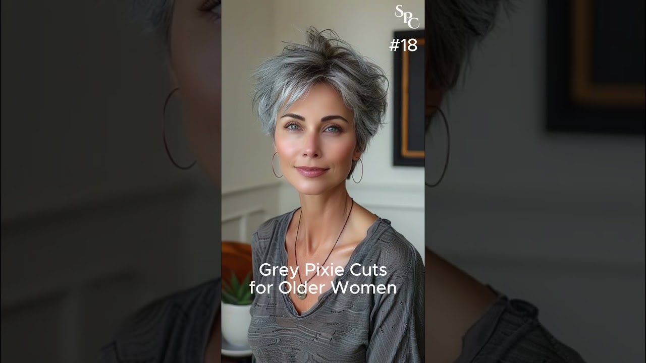 Grey Pixie Cut for Older Women #greyhair #pixiecut #pixiehaircut #shorthaircut #shortpixiehair